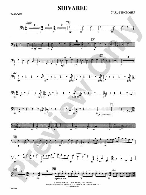 Shivaree: Bassoon: Bassoon Part - Digital Sheet Music Download