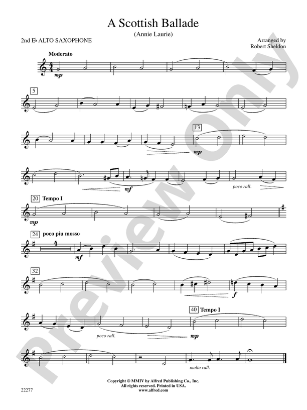 A Scottish Ballade: 2nd E-flat Alto Saxophone: 2nd E-flat Alto Saxophone Part - Digital Sheet ...