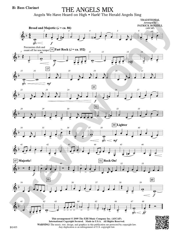 The Angels Mix: B-flat Bass Clarinet: B-flat Bass Clarinet Part - Digital Sheet Music Download