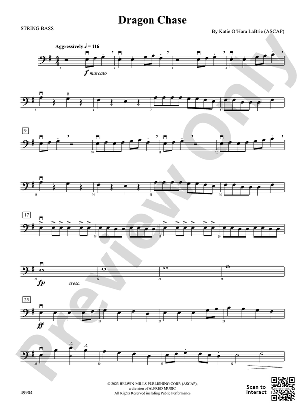 Dragon Chase: String Bass: String Bass Part - Digital Sheet Music Download