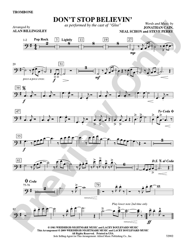Don't Stop Believin': 1st Trombone: 1st Trombone Part - Digital Sheet ...