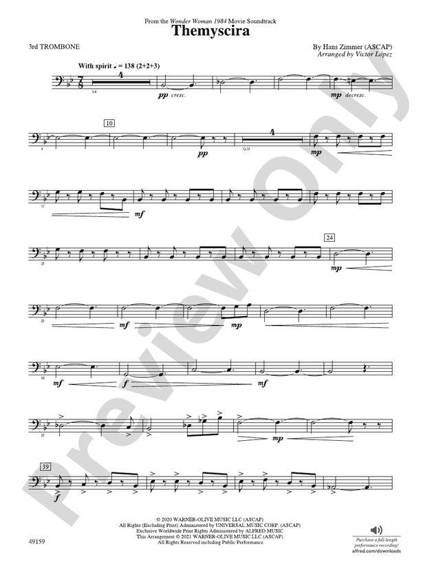 Themyscira: 3rd Trombone: 3rd Trombone Part - Digital Sheet Music Download