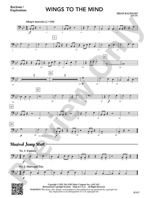 Wings to the Mind: Baritone / Euphonium: Baritone / Euphonium Part: Brian Balmages - Digital ...