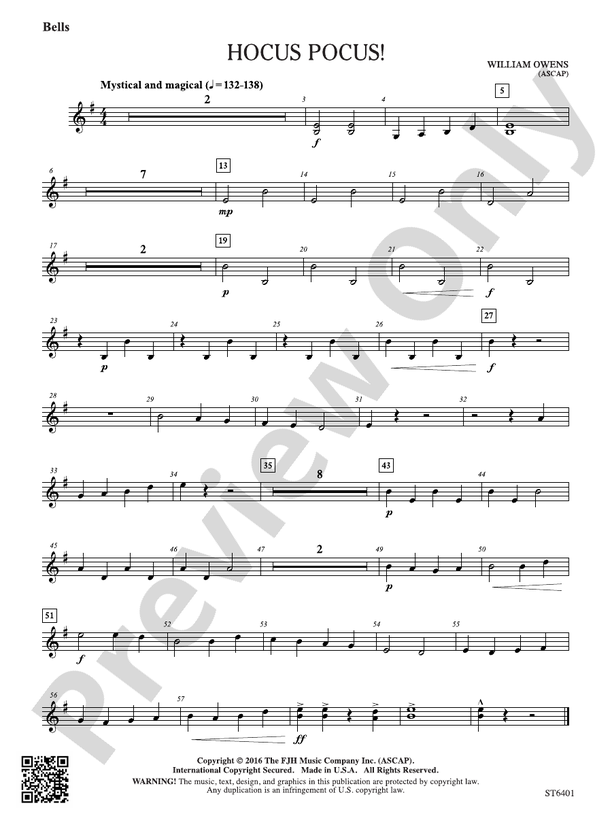Hocus Pocus!: Bells (opt.): Bells (opt.) Part: William Owens - Digital ...