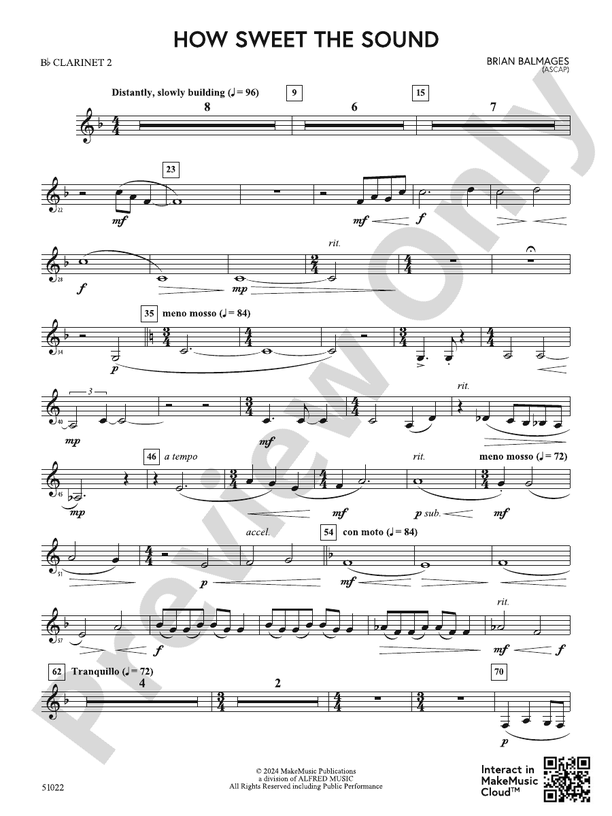 How Sweet the Sound: 2nd B-flat Clarinet: 2nd B-flat Clarinet Part ...