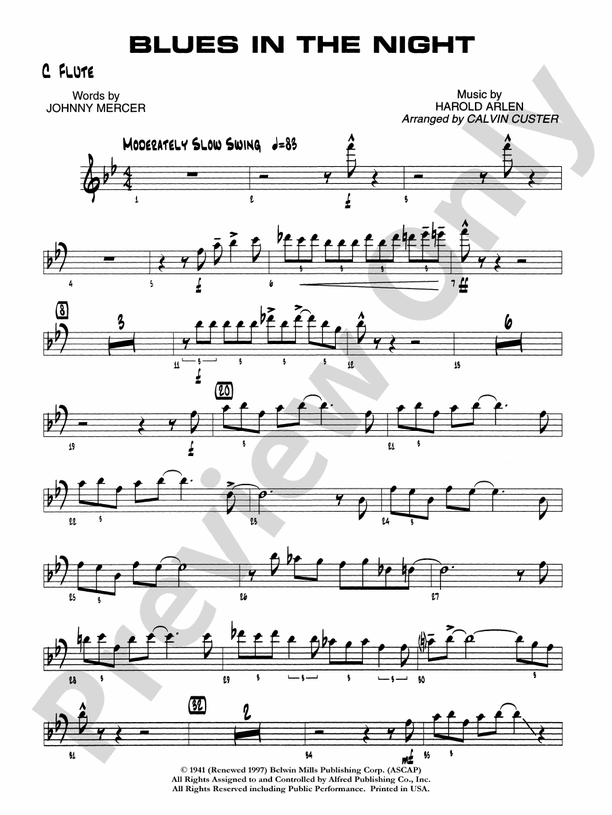 Blues in the Night: Flute: Flute Part - Digital Sheet Music Download