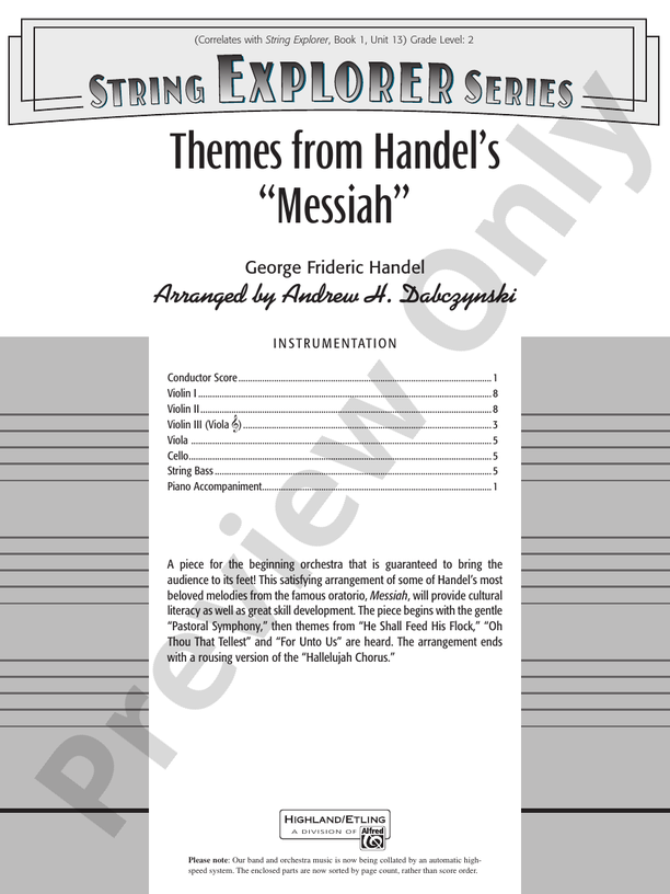 Themes from Handel's Messiah: Score: String Orchestra Score - Digital ...
