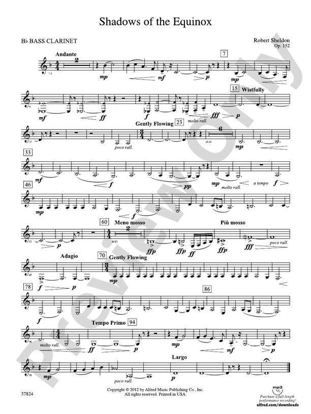 Shadows of the Equinox: B-flat Bass Clarinet: B-flat Bass Clarinet Part - Digital Sheet Music ...