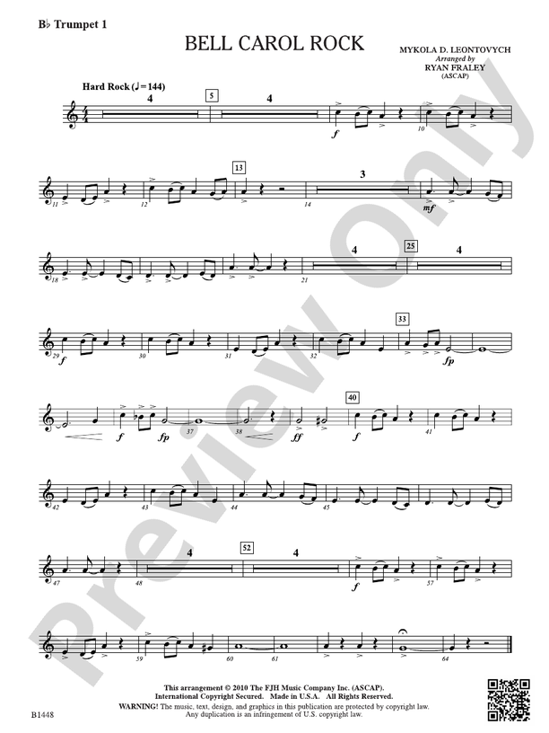 Bell Carol Rock: B-flat Trumpet 1: B-flat Trumpet 1 Part: Mykola ...