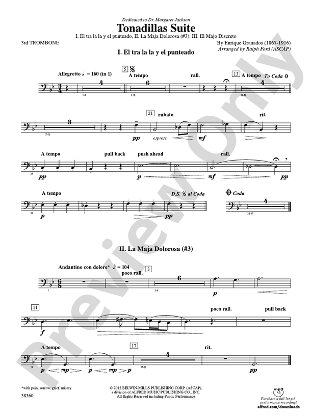 Tonadillas Suite: 3rd Trombone: 3rd Trombone Part - Digital Sheet Music Download