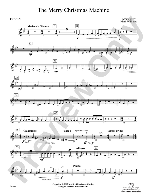 The Merry Christmas Machine: 1st F Horn: 1st F Horn Part - Digital ...