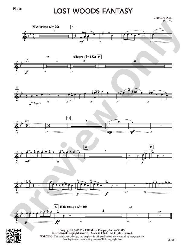Lost Woods Fantasy: Flute: Flute Part: JaRod Hall - Digital Sheet Music Download