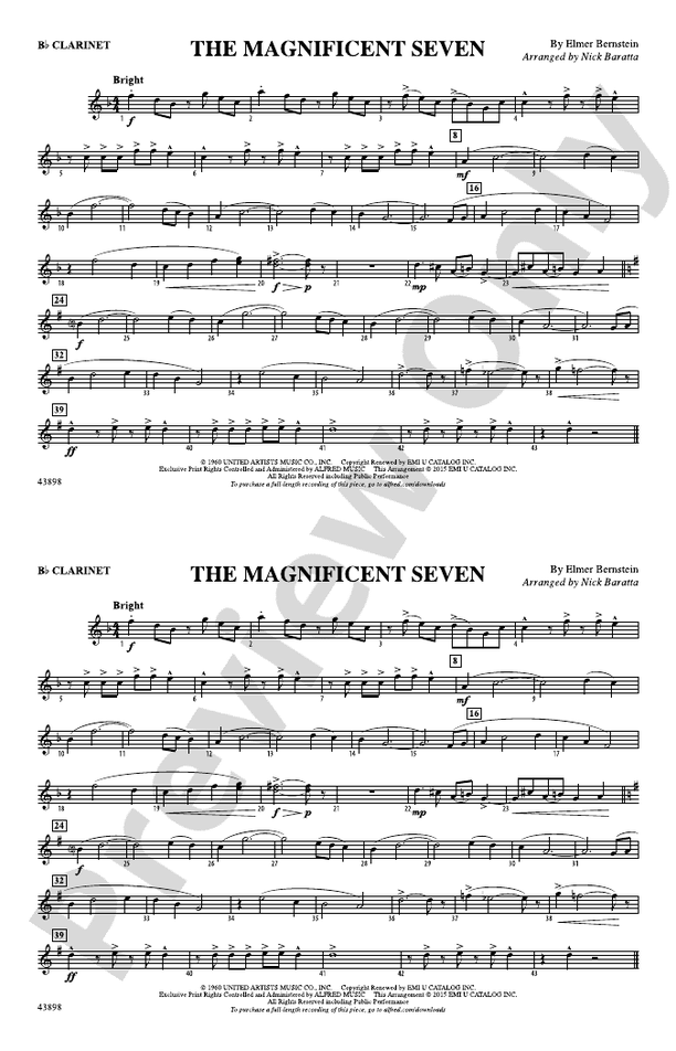 The Magnificent Seven: 1st B-flat Clarinet: 1st B-flat Clarinet Part - Digital Sheet Music Download