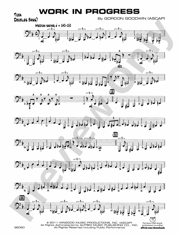 Work in Progress: Tuba: Tuba Part - Digital Sheet Music Download