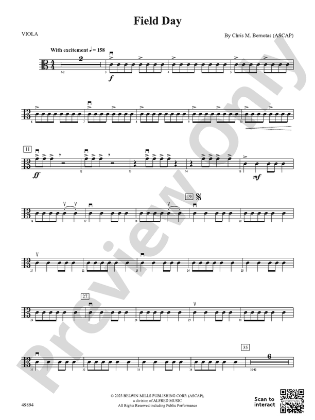 Field Day: Viola: Viola Part - Digital Sheet Music Download