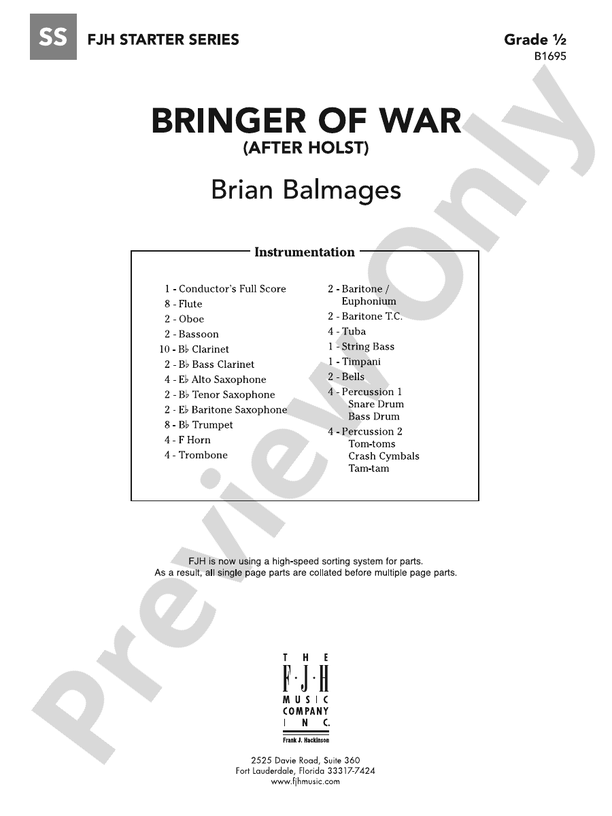 Bringer of War: Score: Concert Band Score: Brian Balmages - Digital ...