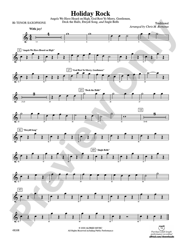 Holiday Rock: B-flat Tenor Saxophone: B-flat Tenor Saxophone Part - Digital Sheet Music Download