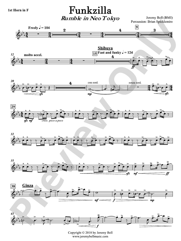 Funkzilla: Rumble in Neo Tokyo: 1st Horn in F: 1st Horn in F Part ...