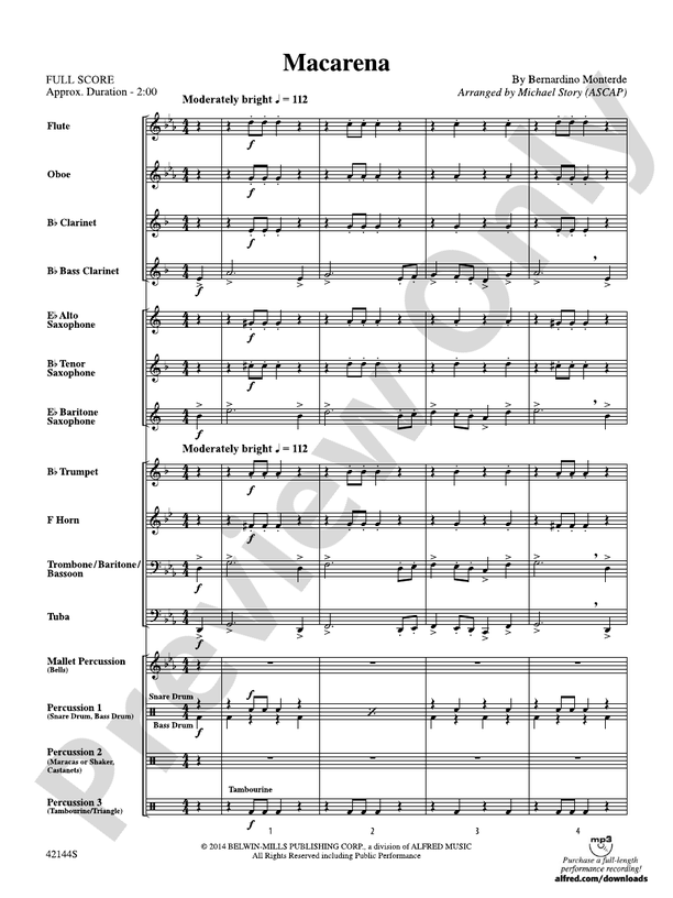 Macarena: Concert Band Conductor Score & Parts: Bernardino Monterde ...