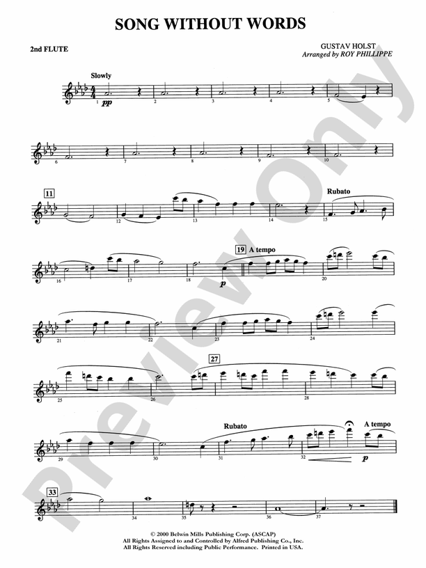 Song without Words: 2nd Flute: 2nd Flute Part - Digital Sheet Music ...