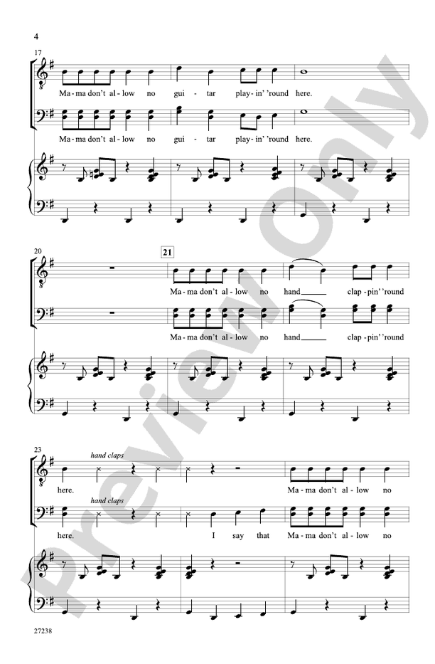Mama Don't Allow: TBB Choral Octavo - Digital Sheet Music Download
