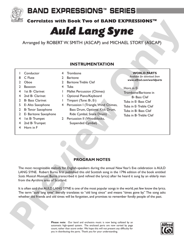 Auld Lang Syne (A Holiday Farewell for Band): Score: Concert Band Score - Digital Sheet Music ...