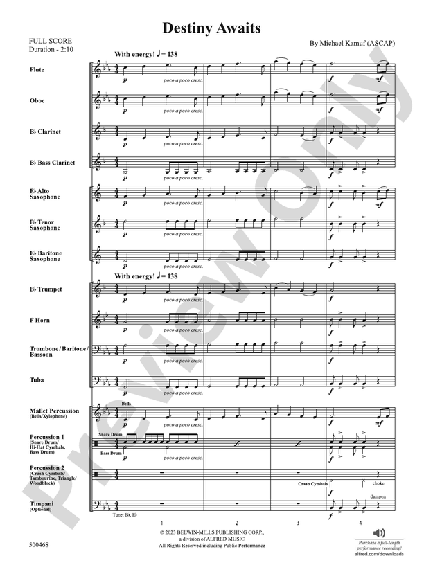 Destiny Awaits: Score: Concert Band Score - Digital Sheet Music Download