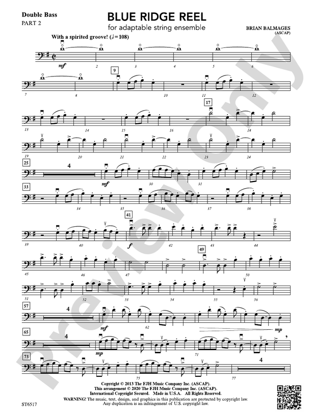 Blue Ridge Reel: Part 2 Double Bass: Part 2 Double Bass Part: Brian ...