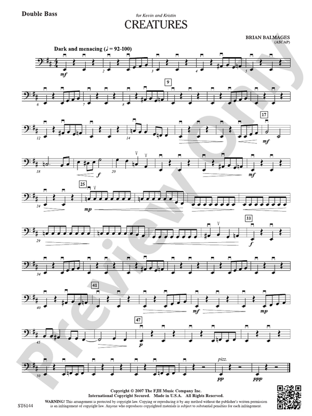 Creatures: Double Bass: Double Bass Part: Brian Balmages - Digital ...