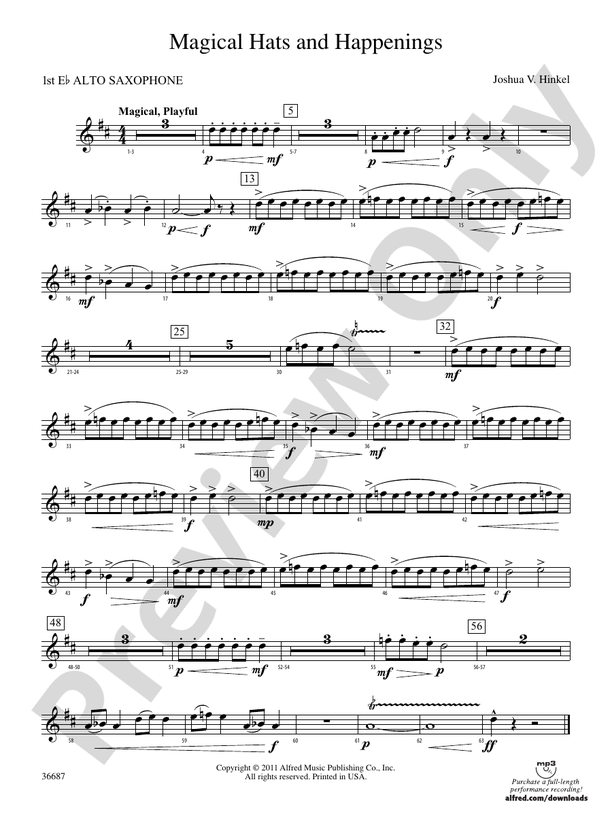 Magical Hats and Happenings: E-flat Alto Saxophone: E-flat Alto Saxophone Part - Digital Sheet ...