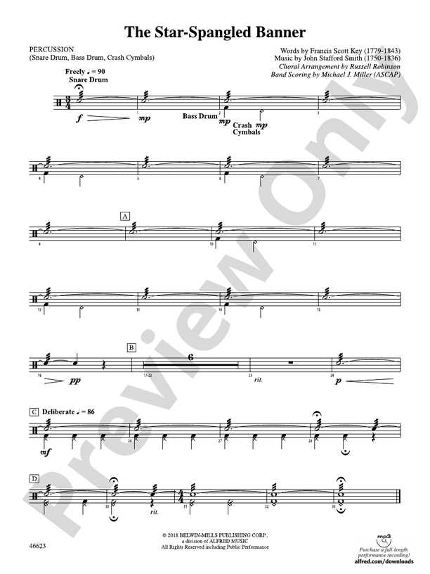 The Star-Spangled Banner: 1st Percussion: 1st Percussion Part - Digital ...