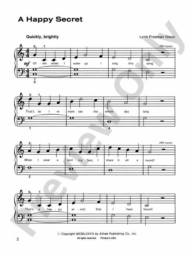 A Happy Secret: Piano: Lynn Freeman Olson - Digital Sheet Music Download