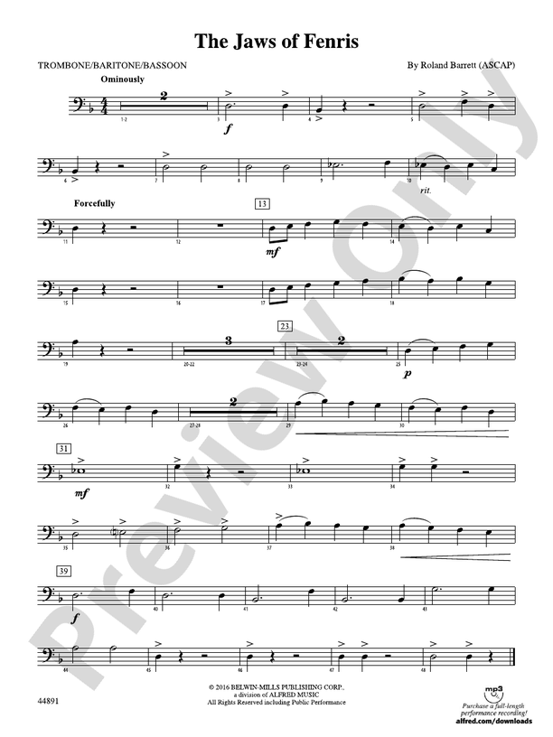 The Jaws of Fenris: 1st Trombone: 1st Trombone Part - Digital Sheet ...