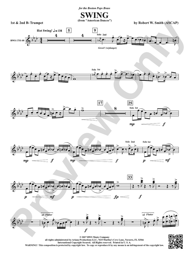 Swing - From American Dances: 1st & 2nd B-flat Trumpets: 1st & 2nd B ...