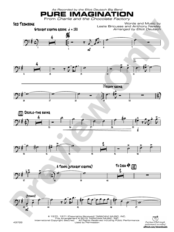 Pure Imagination: 3rd Trombone: 3rd Trombone Part - Digital Sheet Music ...