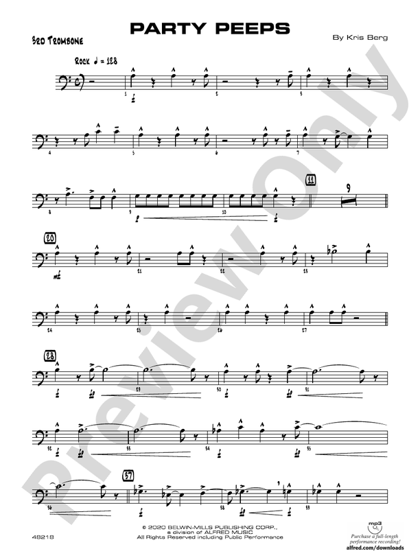 Party Peeps: 3rd Trombone: 3rd Trombone Part - Digital Sheet Music Download