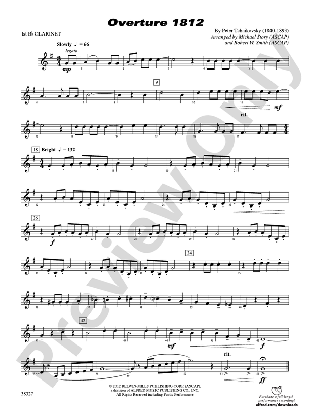 Overture 1812: 1st B-flat Clarinet: 1st B-flat Clarinet Part - Digital Sheet Music Download