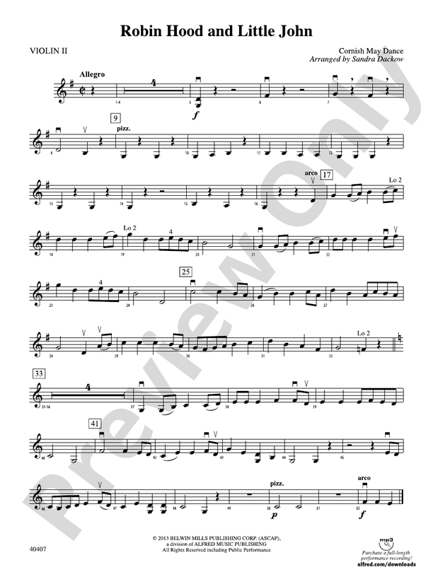 Robin Hood and Little John: 2nd Violin: 2nd Violin Part - Digital Sheet ...