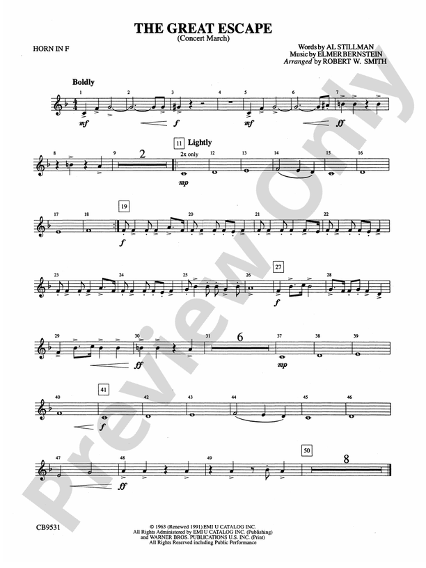 The Great Escape March: 1st F Horn: 1st F Horn Part - Digital Sheet ...