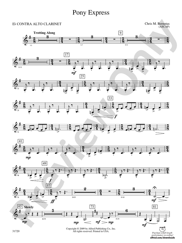 Pony Express: (wp) E-flat Contrabass Clarinet: (wp) E-flat Contrabass Clarinet World Part ...
