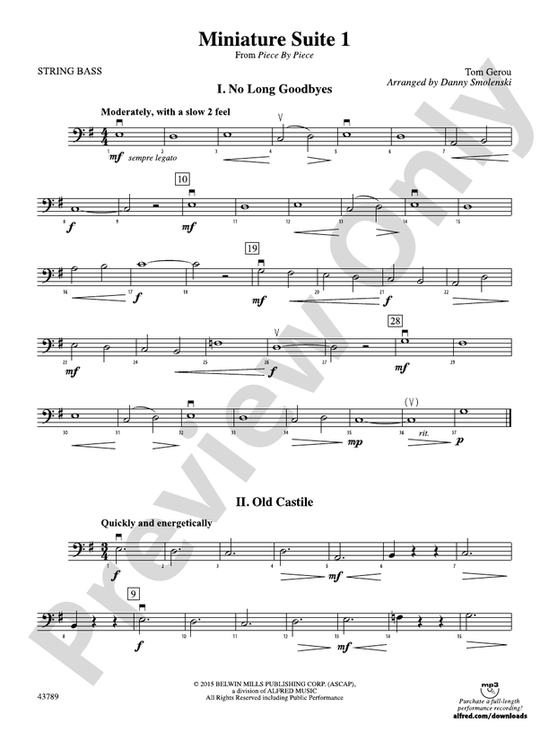 Miniature Suite 1: String Bass: String Bass Part - Digital Sheet Music ...