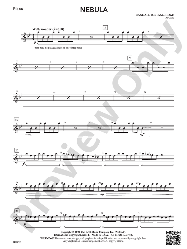 Nebula: Piano (opt.): Piano (opt.) Part: Randall D. Standridge ...