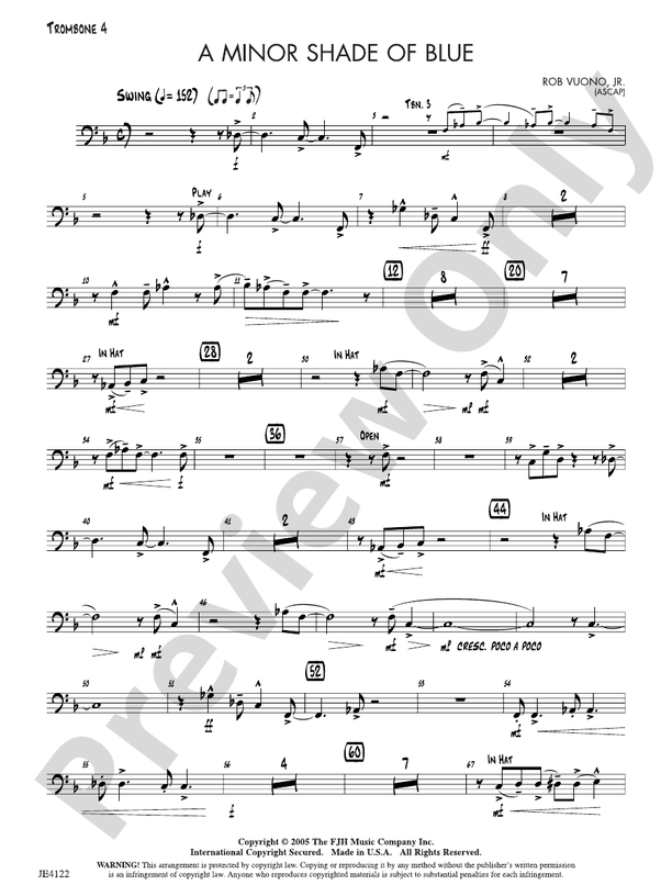 A Minor Shade of Blue: Opt. Trombone 4: Opt. Trombone 4 Part: Rob Vuono ...