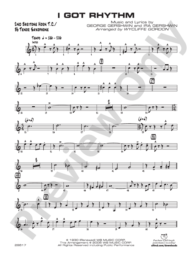 I Got Rhythm: 2nd Baritone T.C.: 2nd Baritone T.C. Part - Digital Sheet Music Download