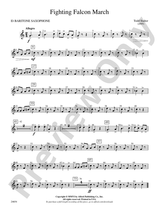 Fighting Falcon March: E-flat Baritone Saxophone: E-flat Baritone Saxophone Part - Digital Sheet ...