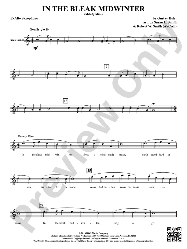 In the Bleak Midwinter: 1st E-flat Alto Saxophone: 1st E-flat Alto ...
