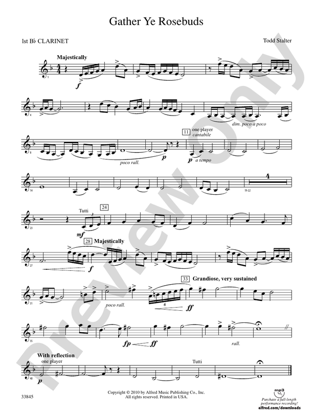Gather Ye Rosebuds: 1st B-flat Clarinet: 1st B-flat Clarinet Part ...