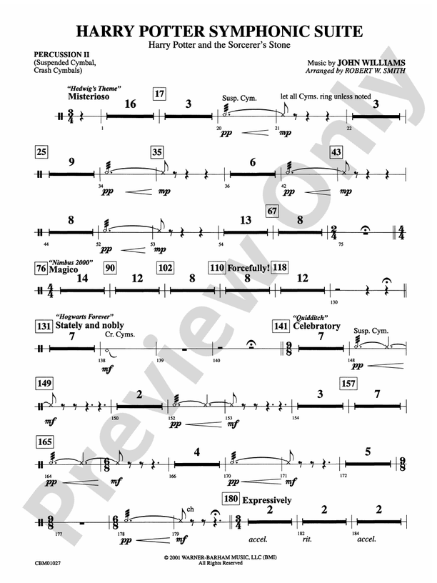Harry Potter Symphonic Suite: 2nd Percussion: 2nd Percussion Part ...
