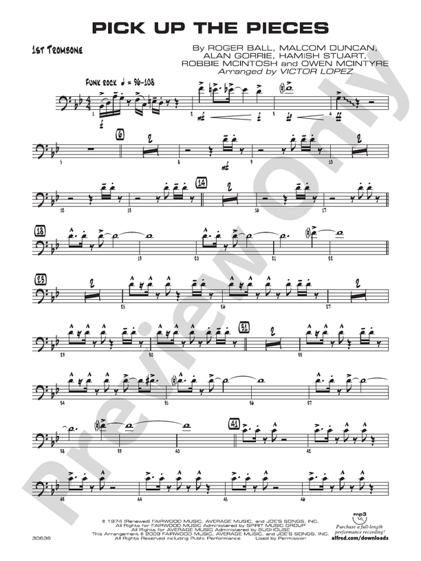 Pick Up the Pieces: 1st Trombone: 1st Trombone Part - Digital Sheet ...