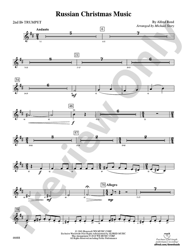 Russian Christmas Music: 2nd B-flat Trumpet: 2nd B-flat Trumpet Part - Digital Sheet Music Download